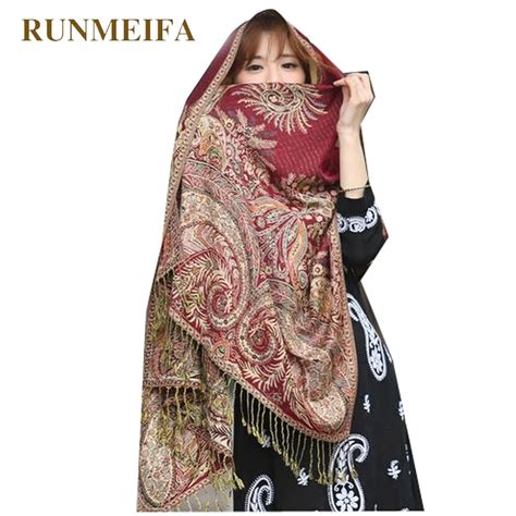 RUNMEIFA Элегантный женский шарф из кашемира пашмины Модный Принт шаль ...