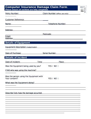 Computer Insurance Damage Claim Doc Template PdfFiller