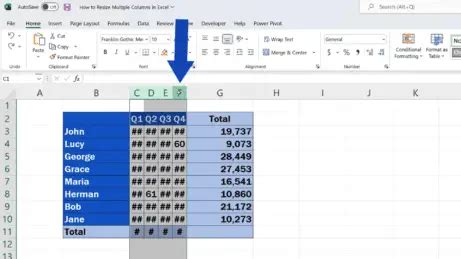 How To Resize Multiple Columns In Excel