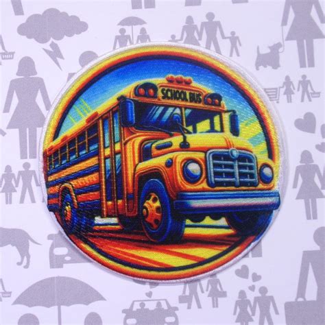 Yellow School Bus Patch Iron Onsew On Diy Applique Clothing Vest
