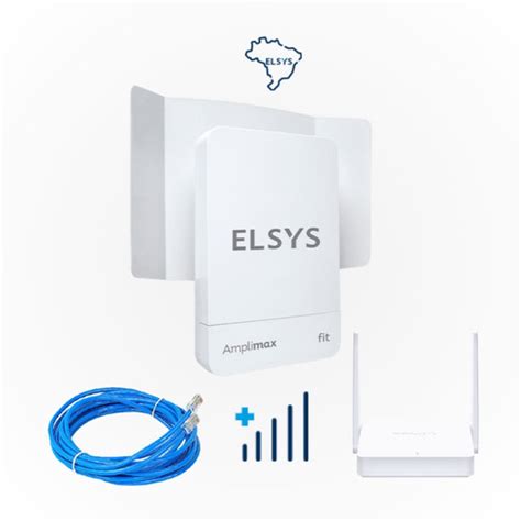 Kit Internet Rural Amplimax Fit Elsys 4g Com Cabo E Roteador