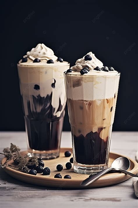 크림과 초콜릿 토핑 아이스크림을 곁들인 두 개의 커피 컵 배경 배경 화면 및 일러스트 무료 다운로드 Pngtree