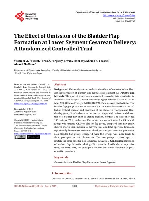 Pdf The Effect Of Omission Of The Bladder Flap Formation At Lower
