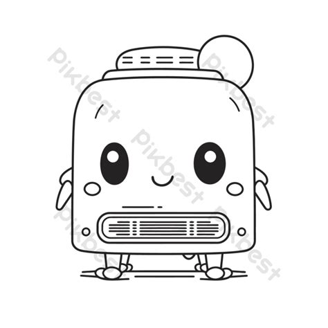 토스터 카와이 귀여운 색칠 공부 페이지 개요 스케치 그리기 벡터 일러스트 Png Png 무료 다운로드 Pikbest