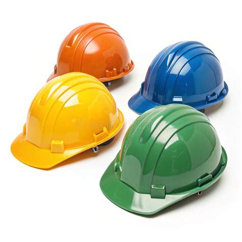 Construction Helmets In Different Colors Isolated Stock Illustration