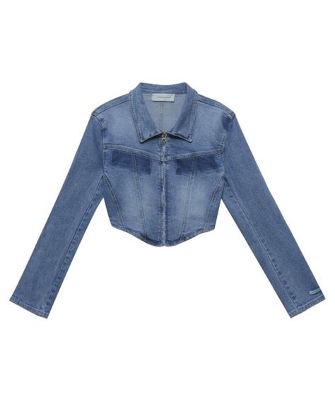 인스턴트펑크 데님 라운드 크롭 자켓 블루 위시버킷