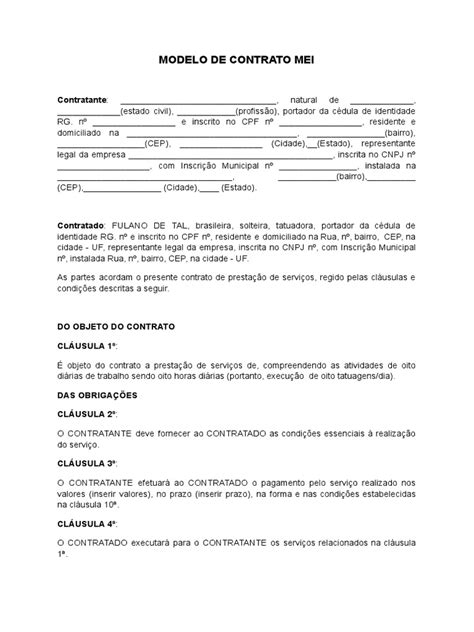 Modelo De Contrato Mei Pdf Cheque Banco Direito Privado
