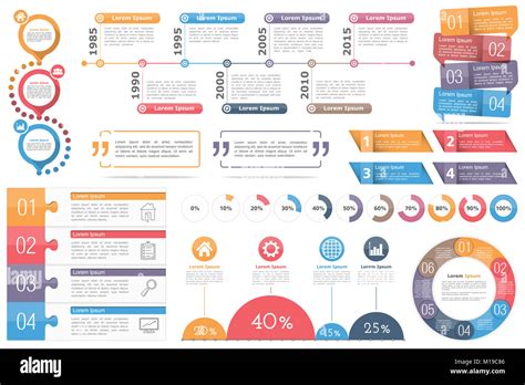 Infographic Elements Circle Diagram Timeline Progress Indicators Diagram With Percents