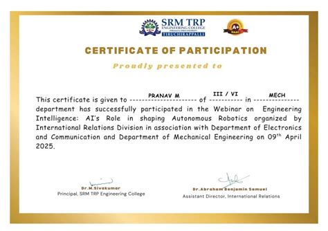 Ai Robotics Engineeringintelligence Srmtrp Webinar Pranav M