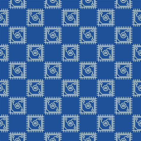 Processor With Ai Vector Artificial Intelligence Cpu Blue Line Seamless Pattern 23093218 Vector