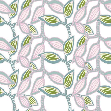 Premium Vector Seamless Pattern With Decorative Leaves Hand Drawn