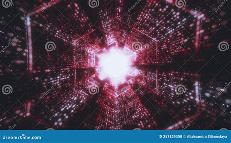 Big Data Technology Red Tunnel Digital Red Hexagon Tube Information
