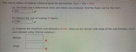 Answered The Cost In Dollars Ot Making X Items… Bartleby