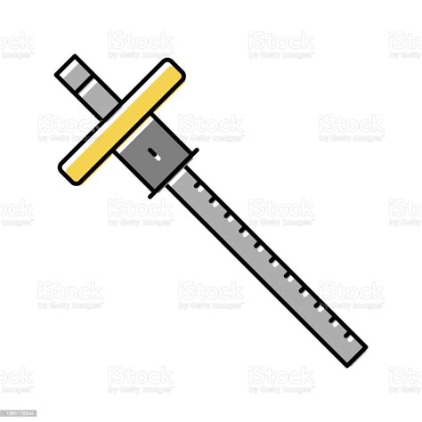 마킹 게이지 목수 액세서리 색상 아이콘 벡터 일러스트레이션 갈고리 발톱에 대한 스톡 벡터 아트 및 기타 이미지 갈고리 발톱 개인 장식품 계기판 측정기 Istock