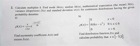 Mathematical Expectation The Mean Mf Calculate Multiplier K Find