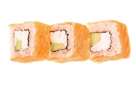 Rollo De Sushi Aislado En El Fondo Blanco Sin Una Sombra Foto De