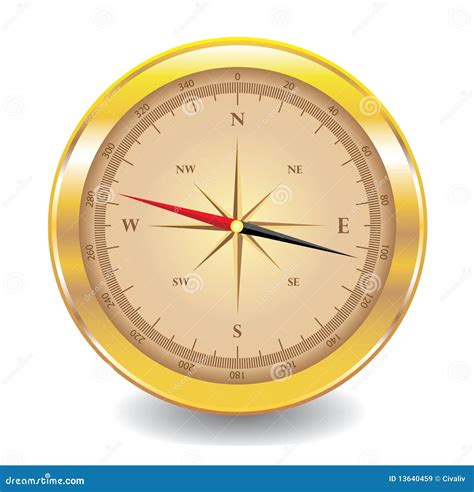 Gold Compass Isolated On White Stock Vector Illustration Of Light