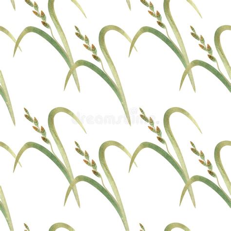 Textile Seamless Floral Pattern With Wild Grasses And Cereals Design For Kitchen Home Textiles