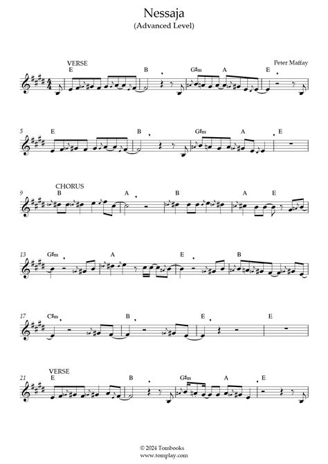 Nessaja Advanced Level Tenor Sax Peter Maffay Saxophone Sheet Music