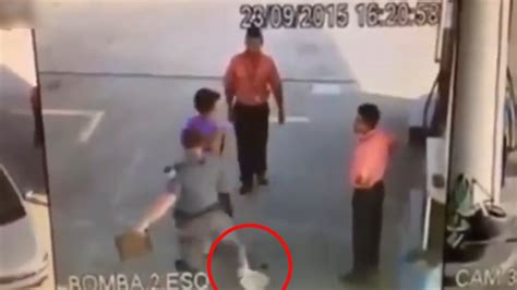 Watch Police Officer Perform Expert Sweep Kick To Floor Extortionist