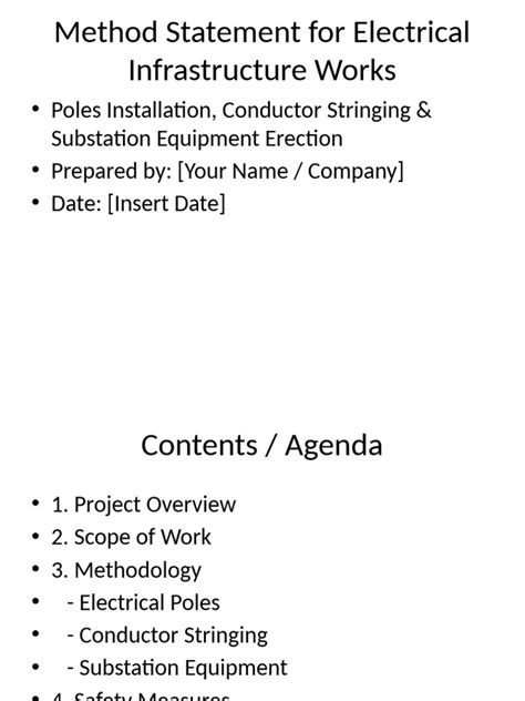 Method Statement Electrical Works Pdf Crane Machine Electric Power