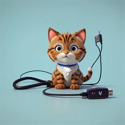 Premium Photo Cute Cat Unplug Television Cable Cartoon Vector Icon