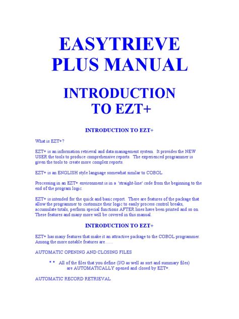 Easytrieve Plus Manual To Ezt Pdf Computer Program Programming