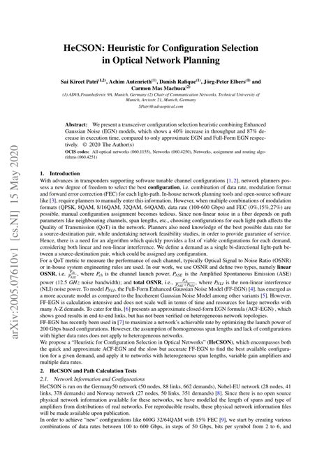 Pdf Hecson Heuristic For Configuration Selectionin Optical Network