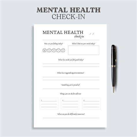 Mental Health Check In Mental Health Worksheet Therapy Counselling
