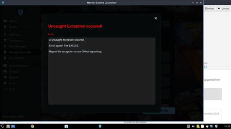Uncaught Exception Occured · Issue 3048 · Heroic Games Launcher