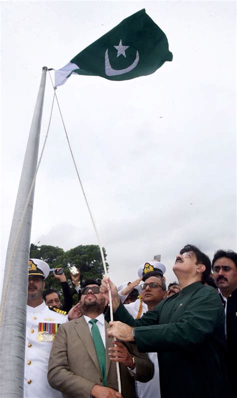 Sindh Chief Minister Syed Murad Ali Shah Performs Flag Hoisting Ceremony At Mazar E Quaid
