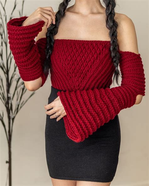Crochet Pattern Bell Sleeve Crop Top Pattern Pdf Download Etsy