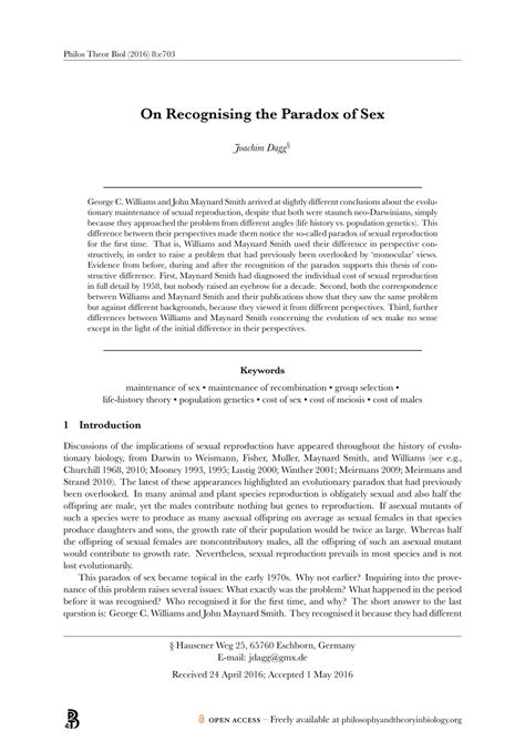 Pdf On Recognising The Paradox Of Sex Pdf On Recognising The Paradox Of Sex