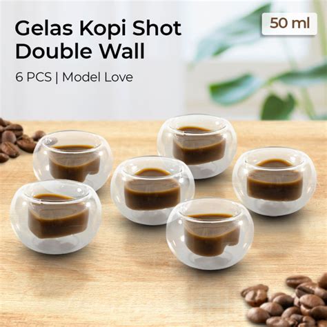 Gelas Kopi Shot 2 Lapis Kaca Kapasitas 50 Ml 6 Pcs Lazada Indonesia