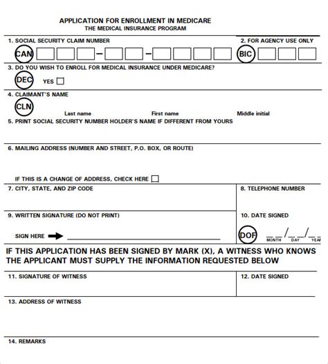 Printable Medicare Application Form