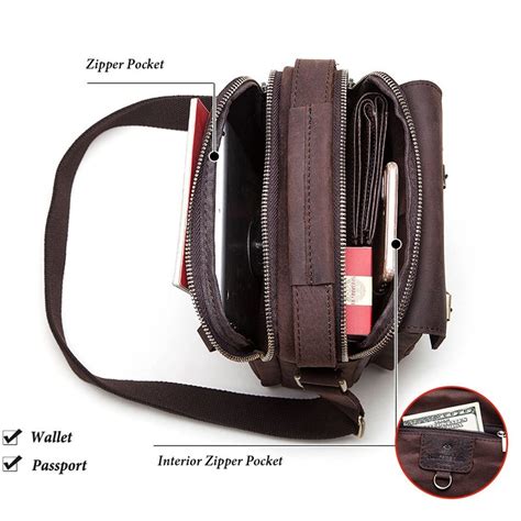 Humerpaul Men Shoulder Bag Retro Leather Crossbody Bag Brown