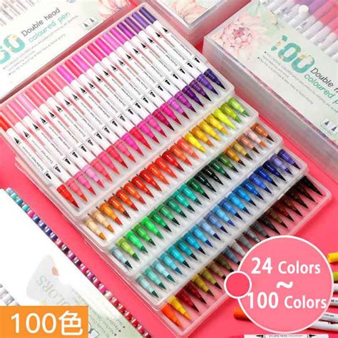 1000 Canetas Marcadoras De Cor De Ponta Dupla Canetas Marcadoras De Cor Aquarela Materiais De