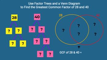 Using Factor Trees And Venn Diagrams To Find The GCF Google Slides