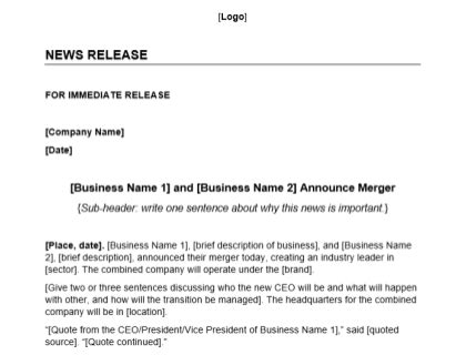Merger Announcement Letter To Customers Template