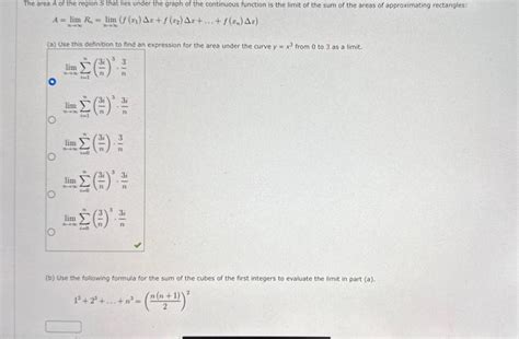 Solved The Area A Of The Region S That Lies Under The Graph Chegg