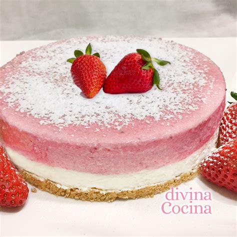 Tarta de nata y fresa fácil y rápida sin horno Receta de DIVINA COCINA