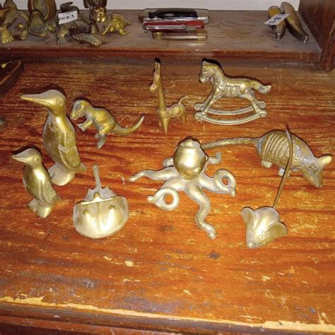 A Group Of Super Rare Vintage Brass Paperweights Octopus Horseshoe