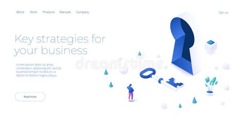 Key Solution Or Business Success Metaphor In Isometric Vector Illustration Businesswoman