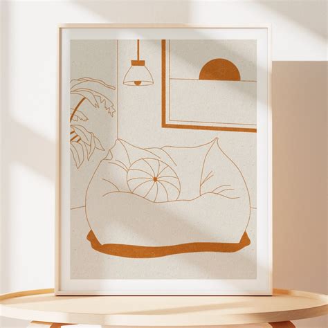 Cozy Monochromatic Art Print For Living Room Or Reading Nook Orange