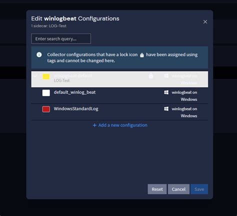 Cannot Unassign Winlogbeat Config From Sidecar Confirmation Dialog