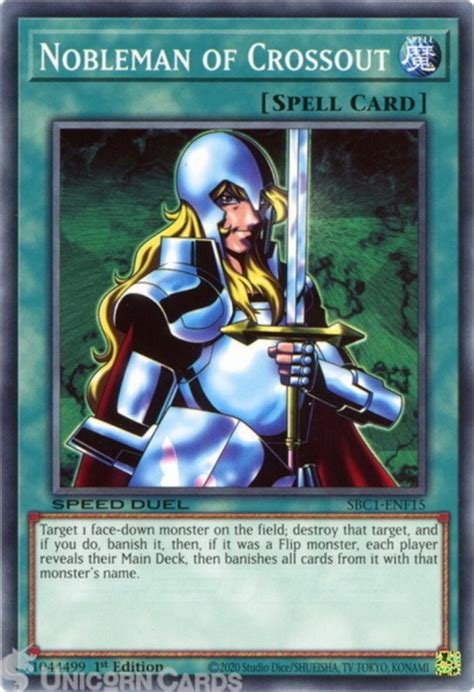 Sbc1 Enf15 Nobleman Of Crossout Common 1st Edition Yugioh Card