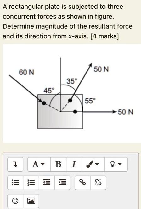 A Rectangular Plate Is Subjected To Three Concurrent Forces As Shown In