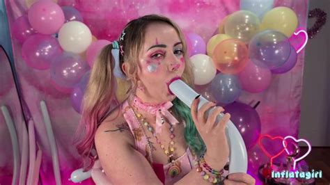 Kawaii Clown Girl Balloon Sucking And Stuffing Inflatagirl Clips4sale