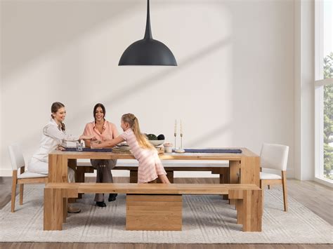 Extendable Dining Table Set With 2 Benches Transformer Table