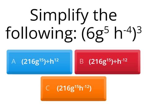 Simplify Monomials Exit Ticket Quiz